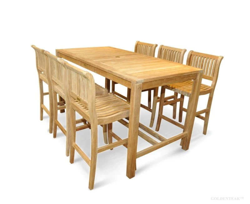 Teak Bar Height Dining Set for 6-8 , 72 in table - Hyannis Collection