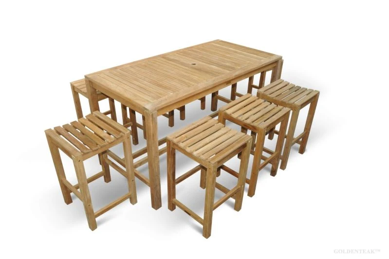 Teak Bar Height Dining Set for 8 - Hyannis Collection