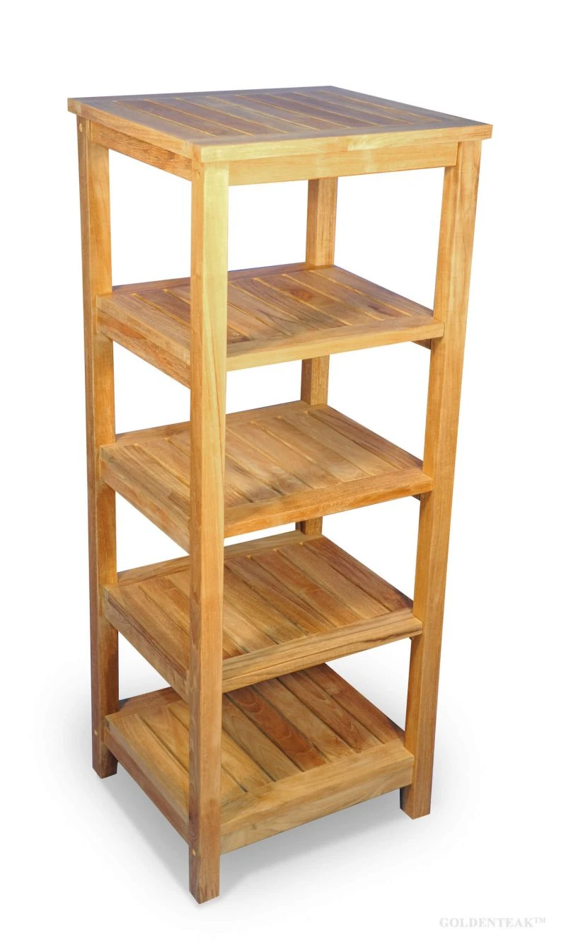 Solid Teak Square Shelf Unit 5-Tier by GoldentTeak